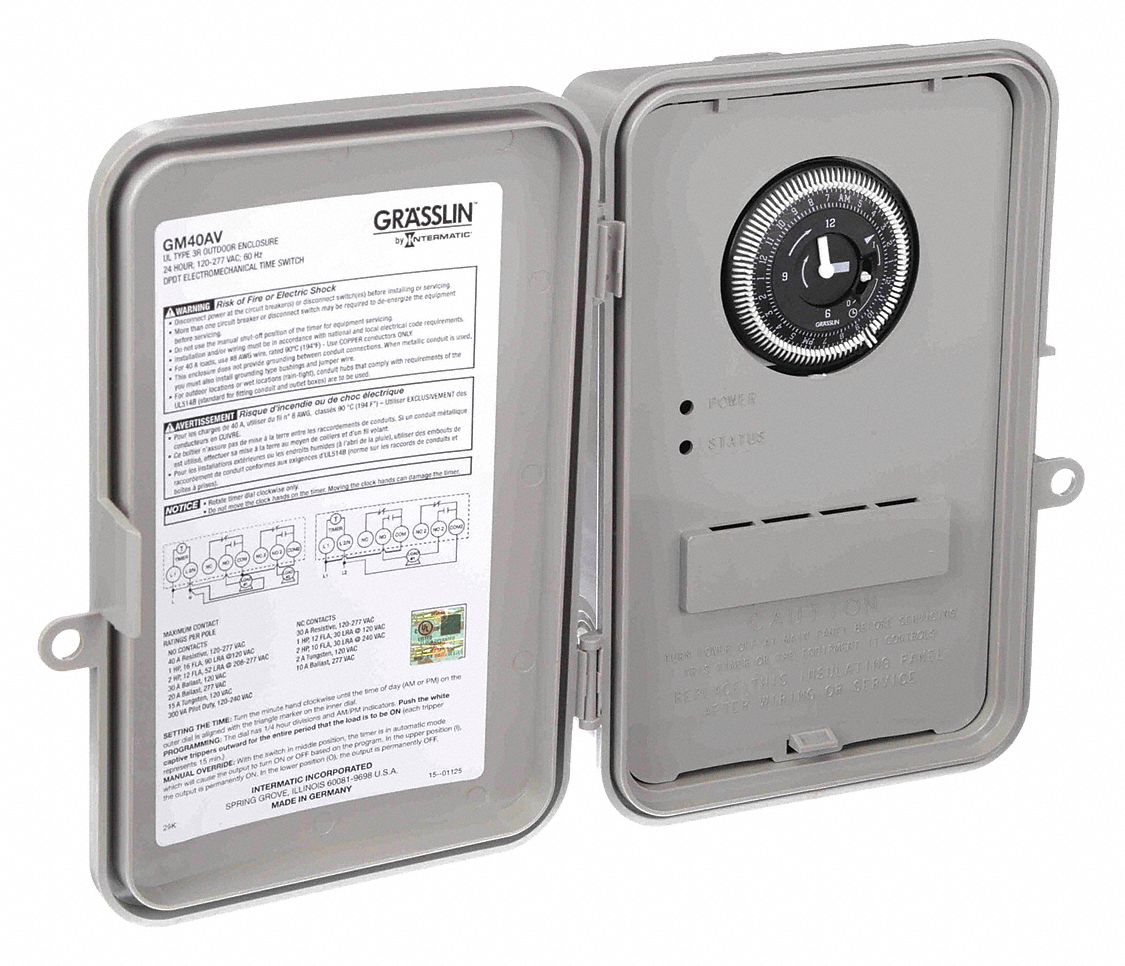 INTERMATIC, 24 hr Nominal Max. Time Setting, Plastic, Electromechanical ...