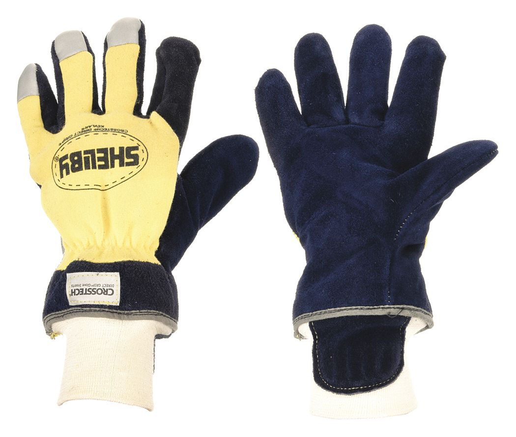 SHELBY, Cowhide Leather Palm, Scotchlite, Firefighter Gloves - 6KHW4 ...