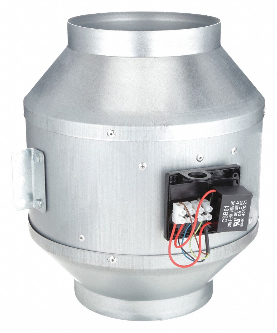 FANTECH In-Line Duct Fan: 836 cfm Max., 8 in Duct, 318 W, 120V AC, 1 Ph ...