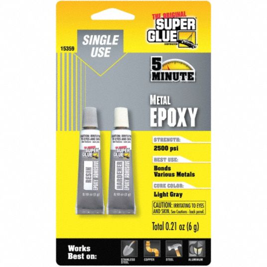 SUPER GLUE, Metal Epoxy, 0.21 fl oz, Epoxy Adhesive - 6KWE1|15359-12 ...