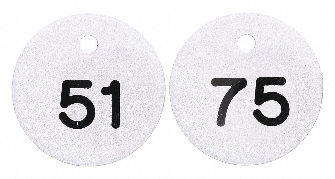 Plastic, 1 1/2 in Dia, Subsurface Engraved Numbered Tags - 6KXN4|TDL152 ...