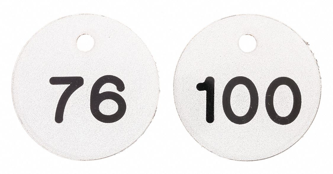 Plastic, 1 1/2 in Dia, Subsurface Engraved Numbered Tags - 6KXN5|TDL153 ...