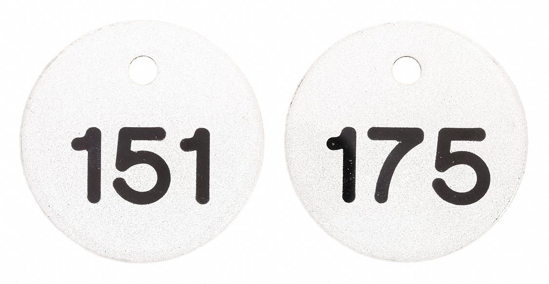 Plastic, 1 1/2 in Dia, Subsurface Engraved Numbered Tags - 6KXN8|TDL157 ...