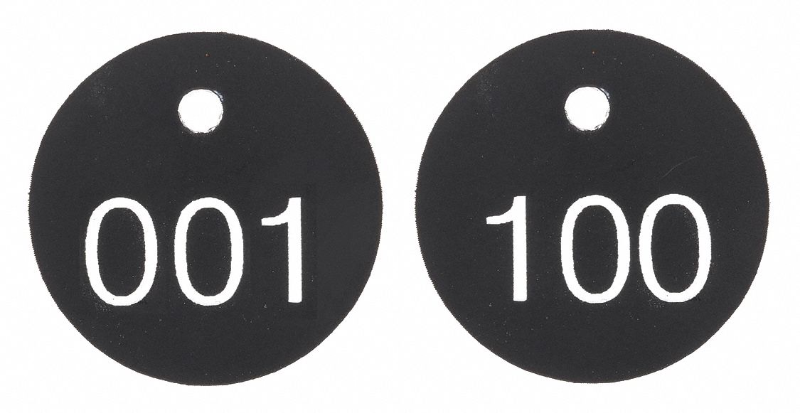 ACCUFORM NUMBERED TAGS,1-1/8IN,ROUND,1-100,PK100 - Valve Tags ...