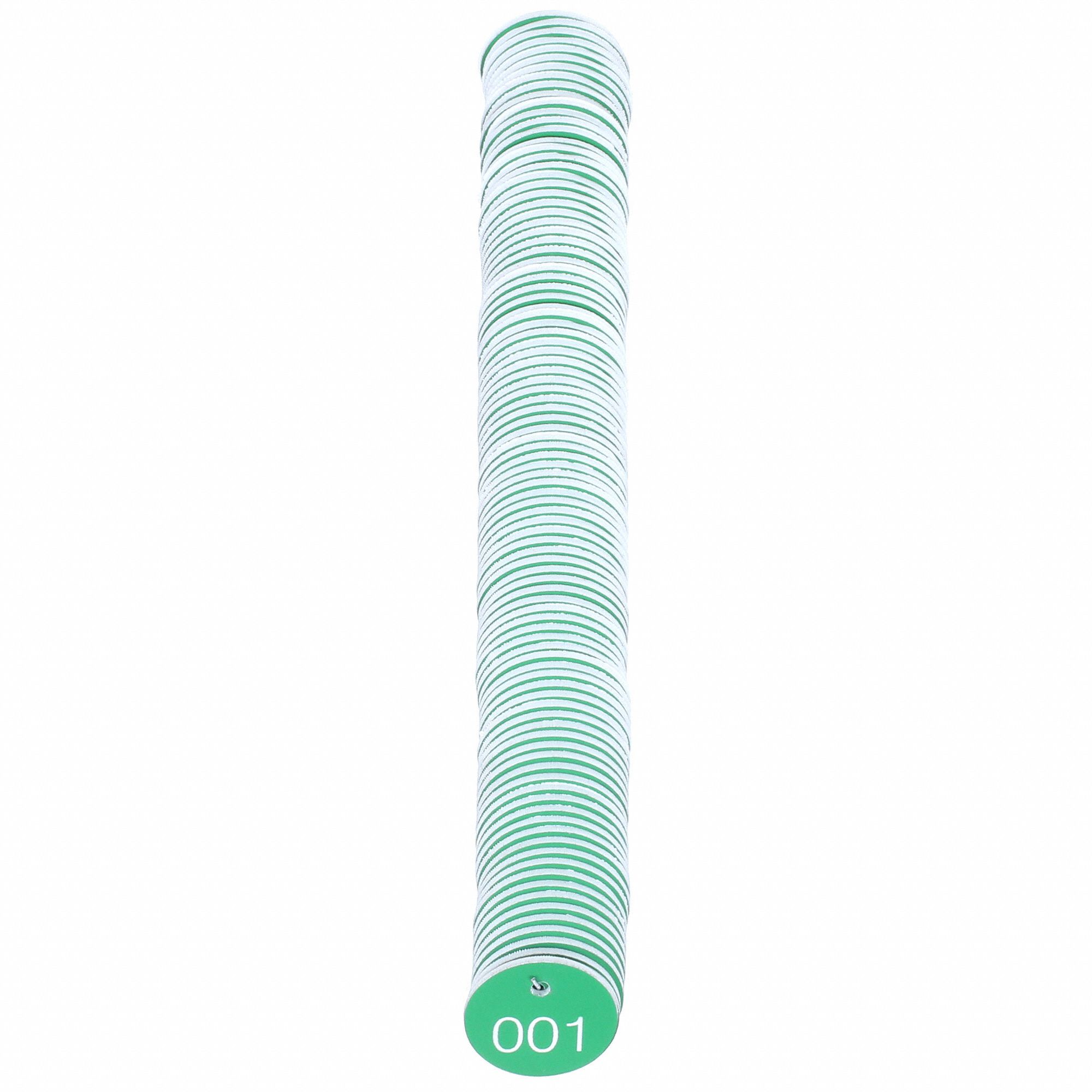 ACCUFORM Engraved Numbered Tags: Plastic, 1 1/8 in Dia, 001-100, Green ...