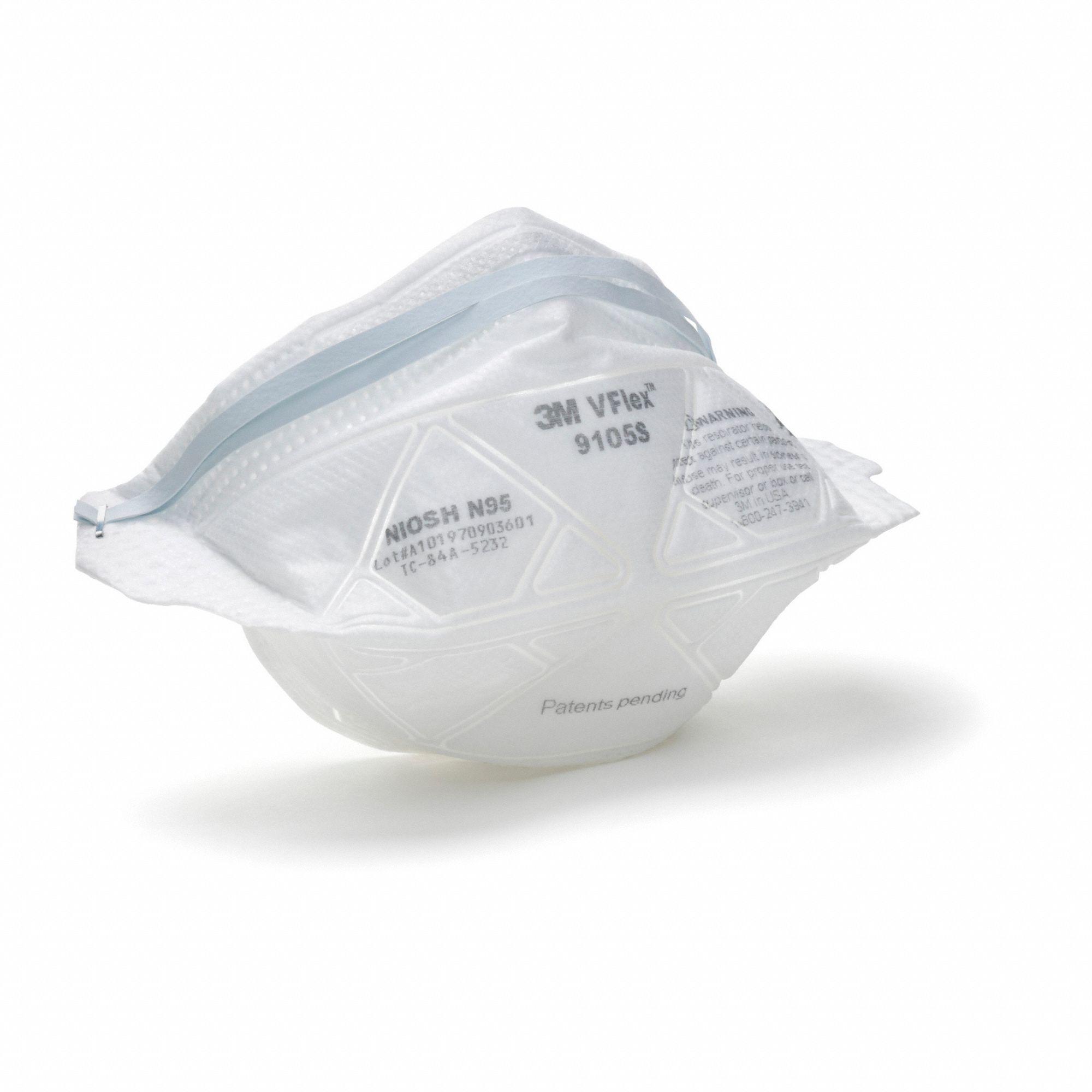 3M Disposable Respirator: Dual, Non-Adj, Metal Nose Clip, Std, White, S ...