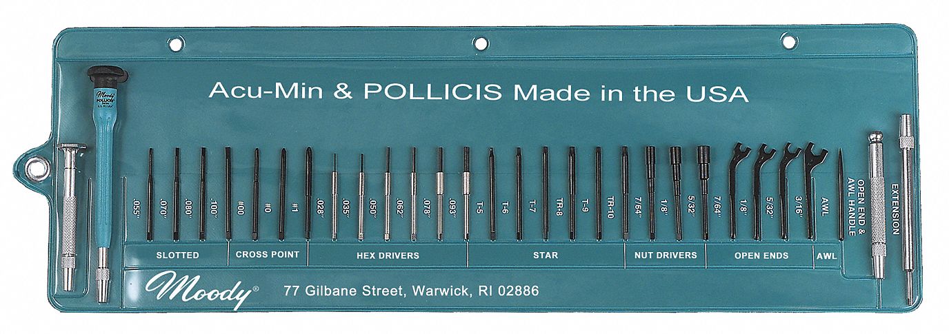 MOODY TOOL, 59-0247, Precision Screwdriver Set - 6LEV4|59-0247 - Grainger