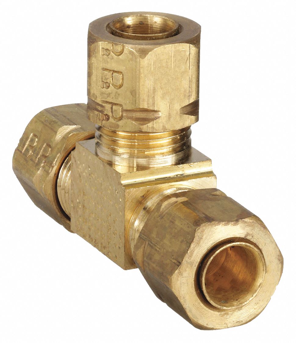 PARKER, 3/16 in OD x 3/16 in OD x 3/16 in OD Fitting Size, Brass ...