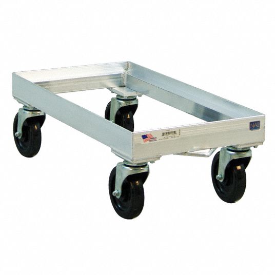 Food Service Dolly, 300 lb Load Capacity, Aluminum, Silver, Polyolefin ...