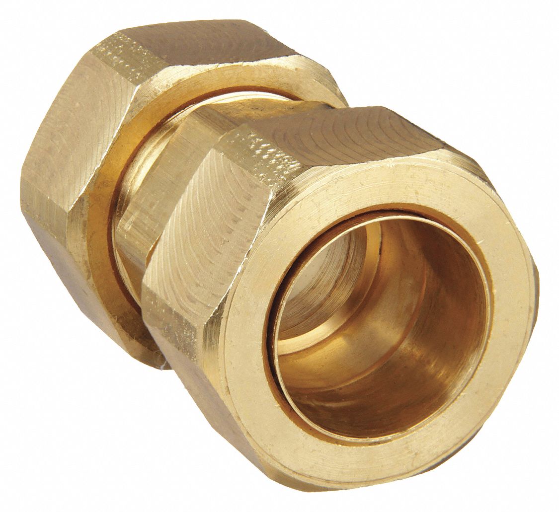 PARKER, 7/8 in OD x 7/8 in OD Fitting Size, Brass, Compression Fitting ...