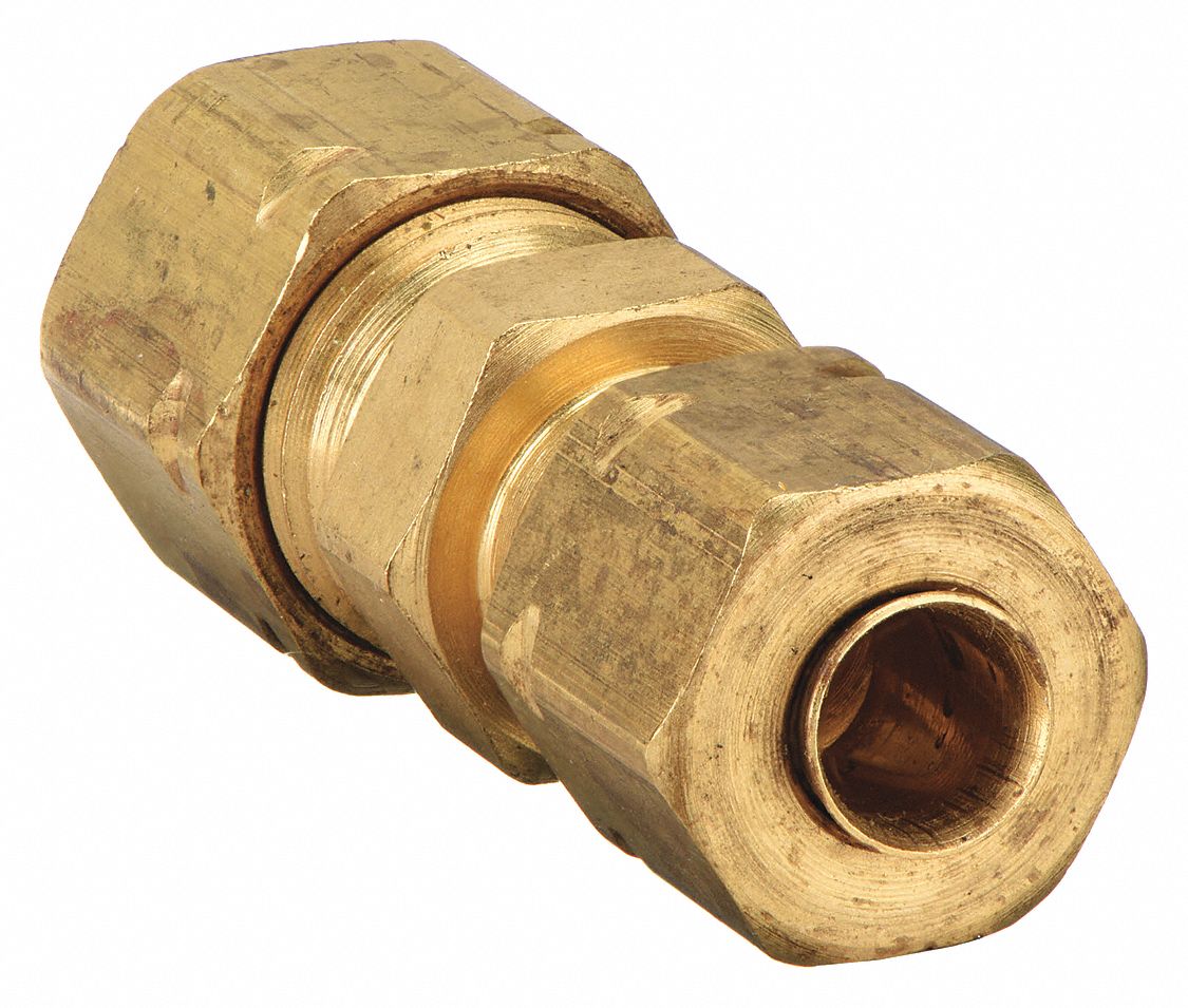 PARKER, 3/16 in OD x 1/4 in OD Fitting Size, Brass, Compression Fitting ...