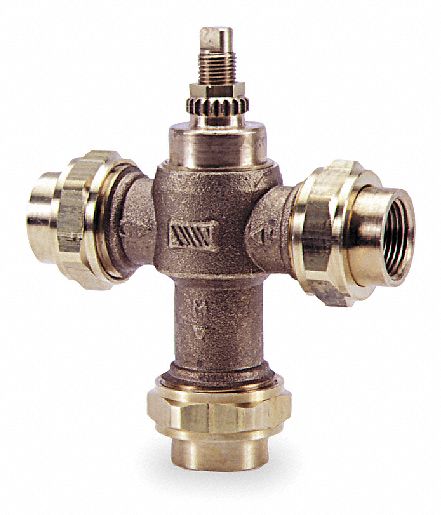 3/4 in Solder Inlet Type Mixing Valve, Bronze, 0.5 to 23 gpm - Grainger