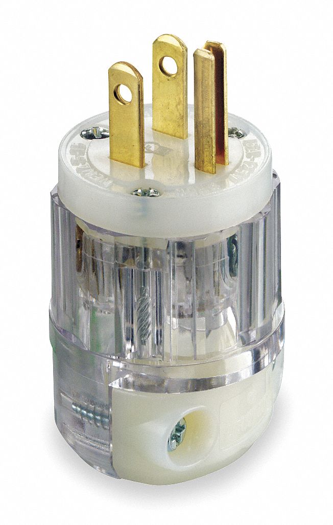 LEVITON 15 AA Hospital Grade Straight Blade Plug, White; NEMA ...