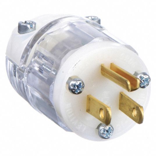 15 AA Hospital Grade Straight Blade Plug, White; NEMA Configuration: 5 ...