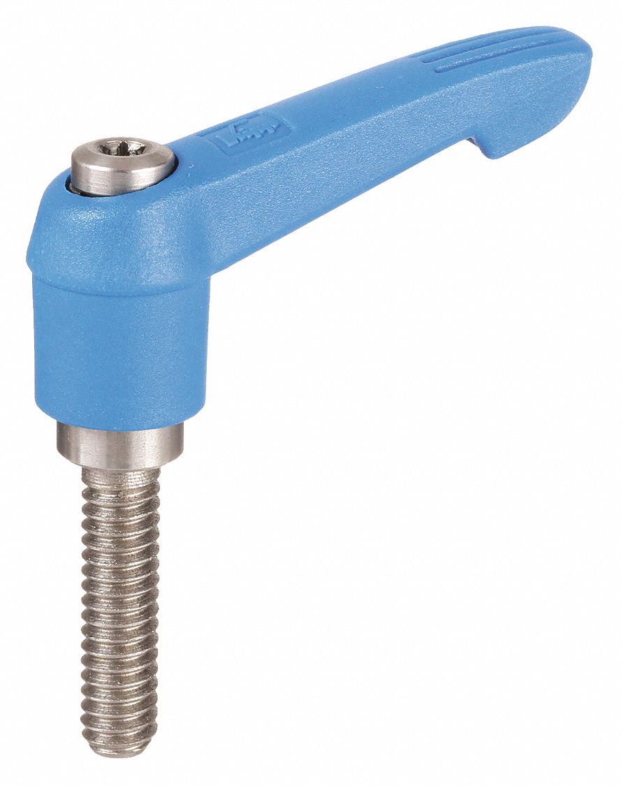 KIPP ADJUSTABLE HANDLE, 0.99, 1/4"-20 THREAD, BLUE, COMFORTABLE GRIP ...
