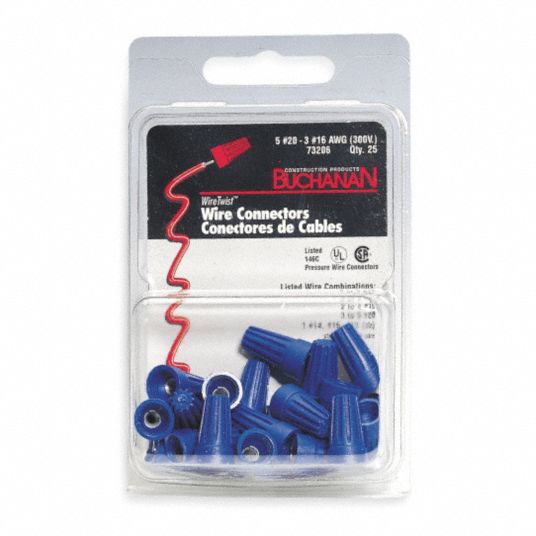 BUCHANAN Wire Connector, Color Blue, Max. Wire Combination 3, PK 25 ...
