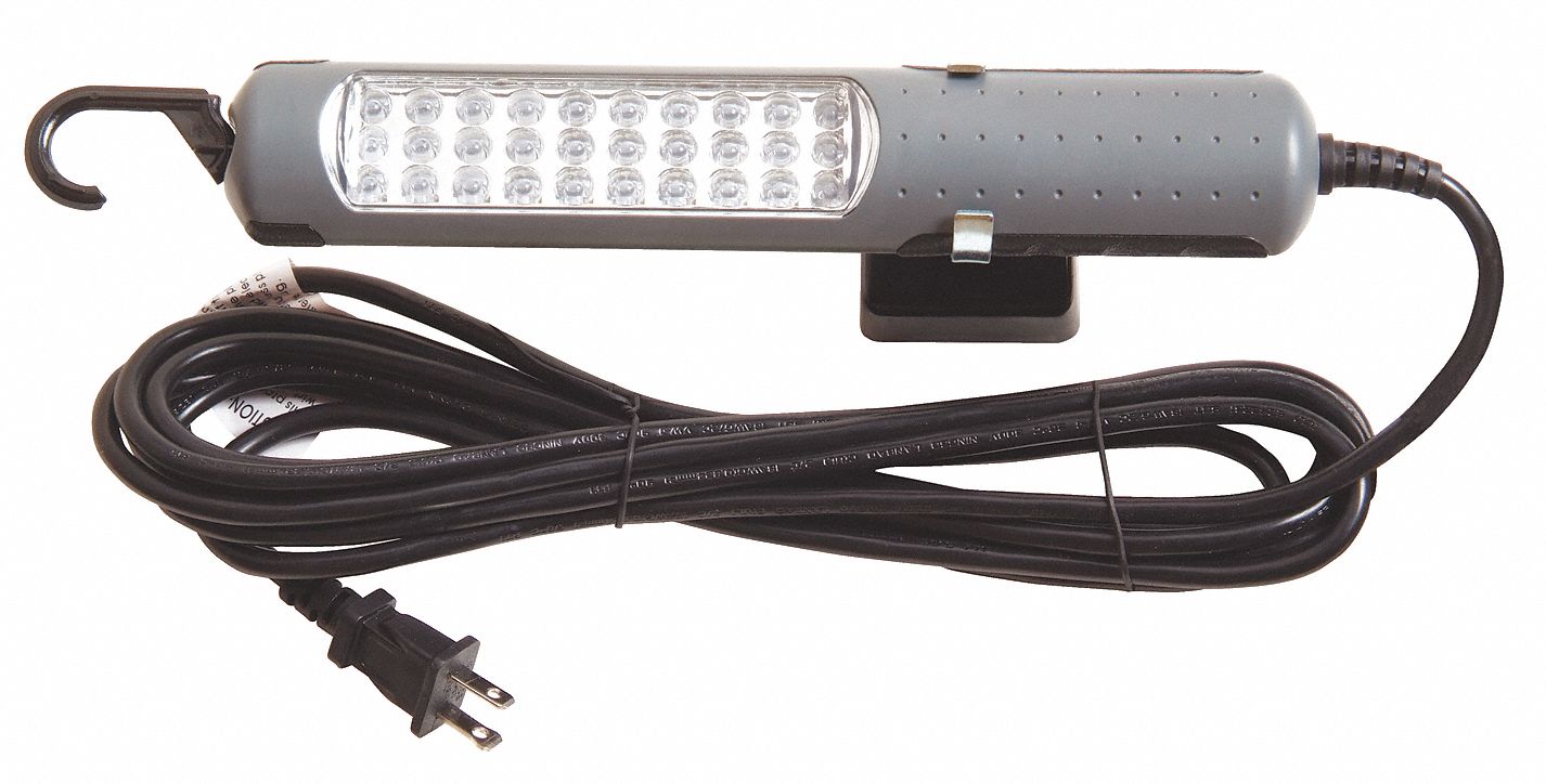 Hand Lamp, 2.5 Lamp Watts, 15 ft Cord Length, Gray, Includes Pivoting ...