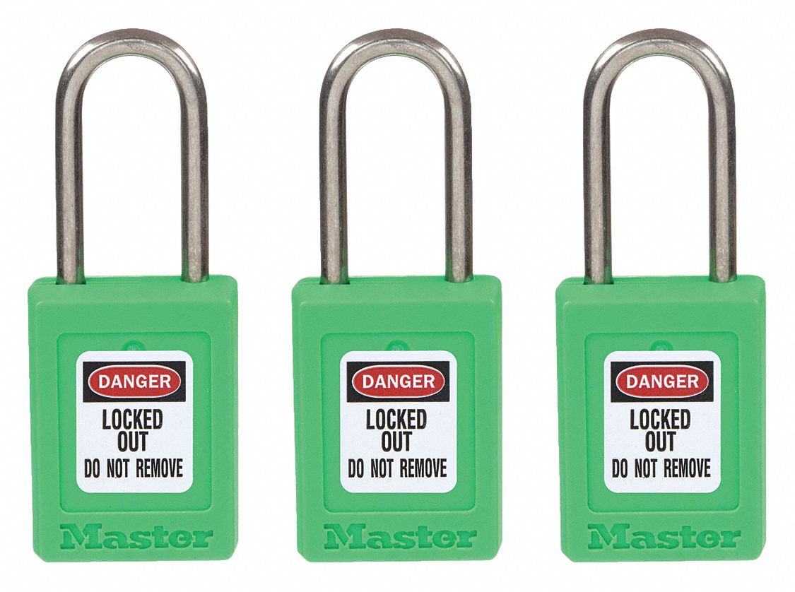 MASTER LOCK LOCKOUT PADLOCK, KEYED ALIKE, THERMOPLASTIC, COMPACT BODY ...