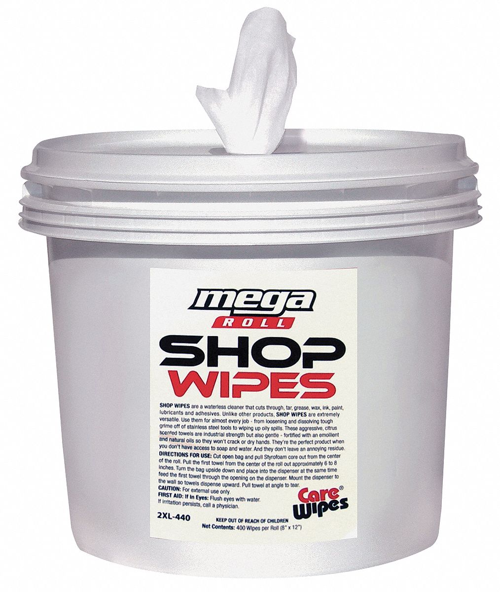 SHOP WIPES, Bucket, 400 ct Container Size, Premoistened Shop Wipes ...