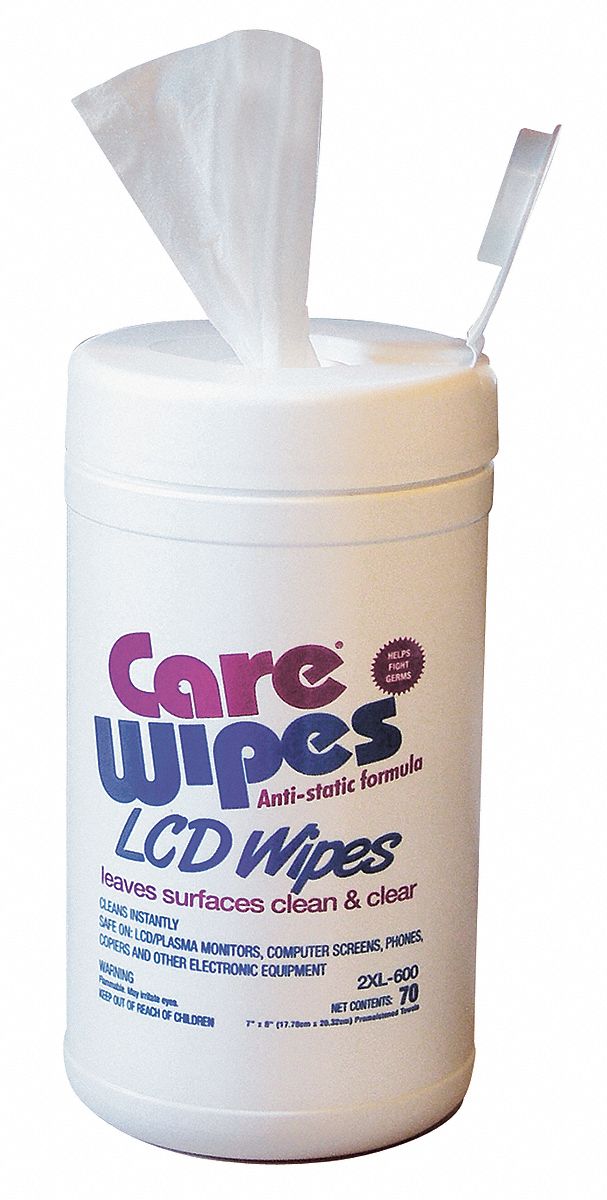 CARE WIPES, 7 x 8 in Sheet Size, LCD and AntiStatic Wipes - 6MGG8|2XL ...