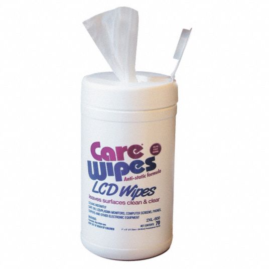 CARE WIPES, 7 x 8 in Sheet Size, LCD and AntiStatic Wipes - 6MGG8|2XL ...
