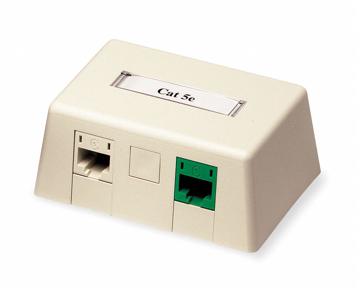Electric Ivory Surface Box, Number of Ports: 2 - Grainger
