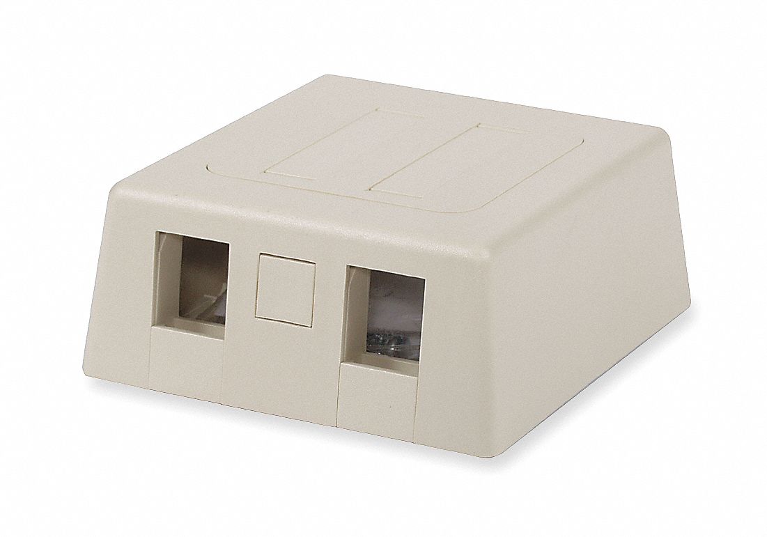 Electric Ivory Surface Box, Number of Ports: 4 - Grainger