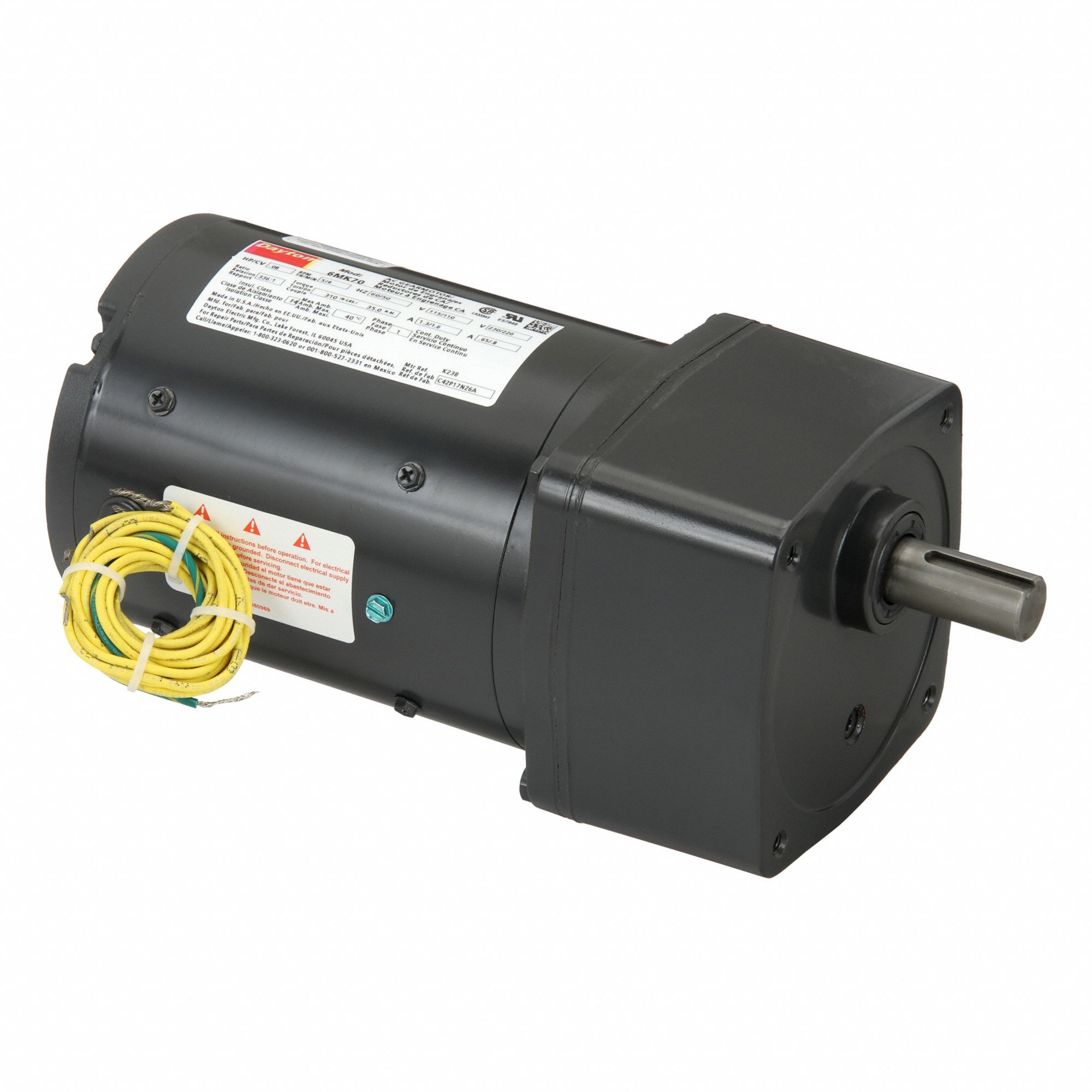 DAYTON, Parallel, Single Output Shaft, AC Gearmotor - 6MK70|096026.00 ...