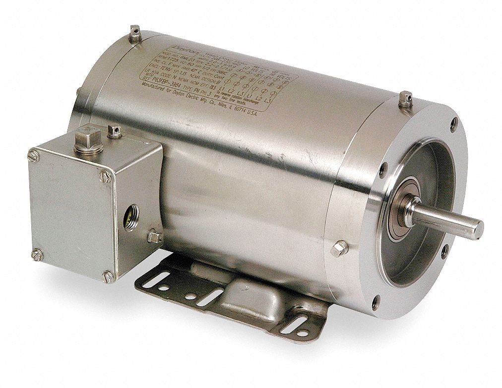 Washdown Motor, 3/4 HP, Nameplate RPM 1750, Voltage 208-230/460, 56HC ...