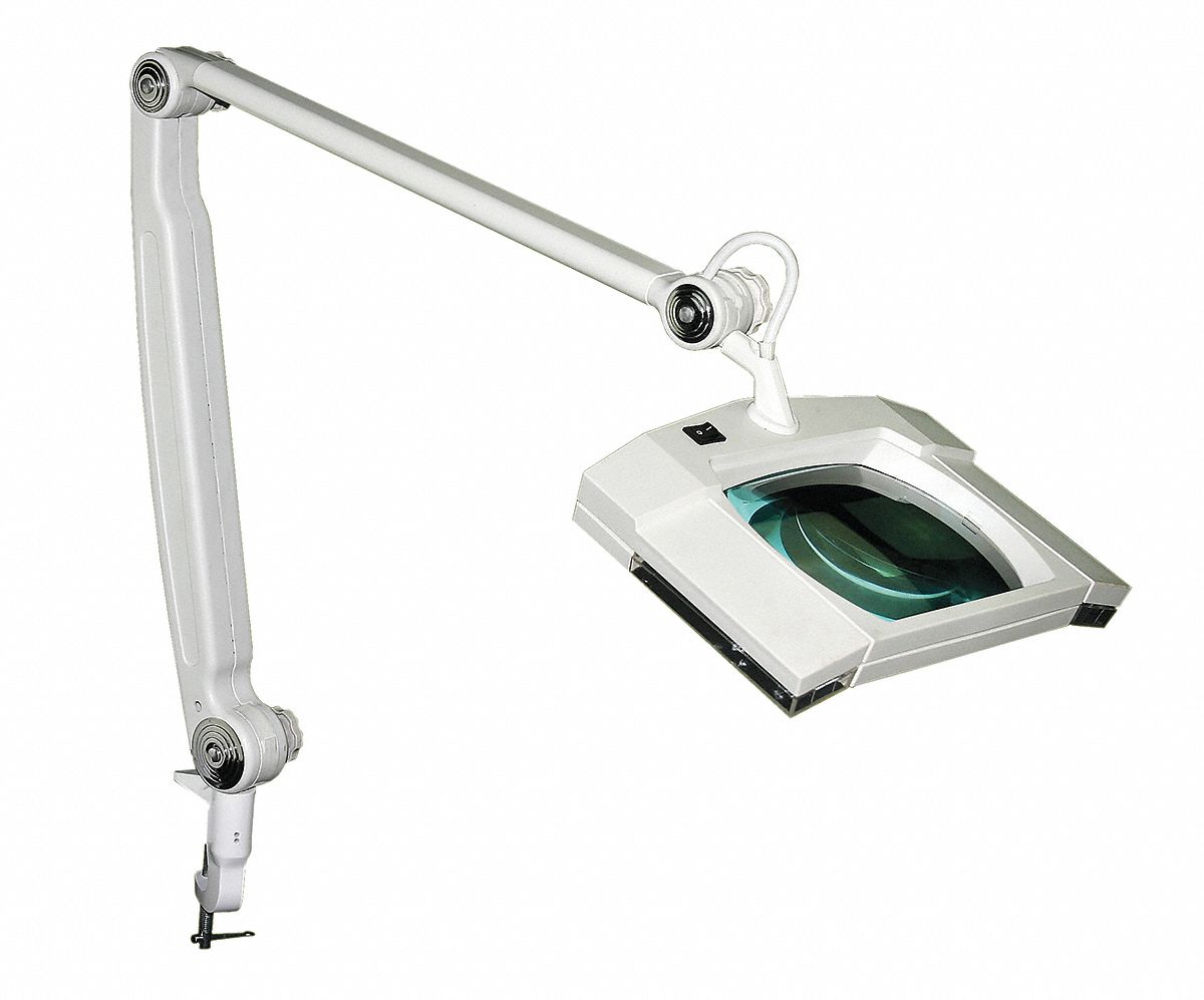 Wide Angle Magnifier Light, 34 in Arm Length, 1.75x, White - Grainger