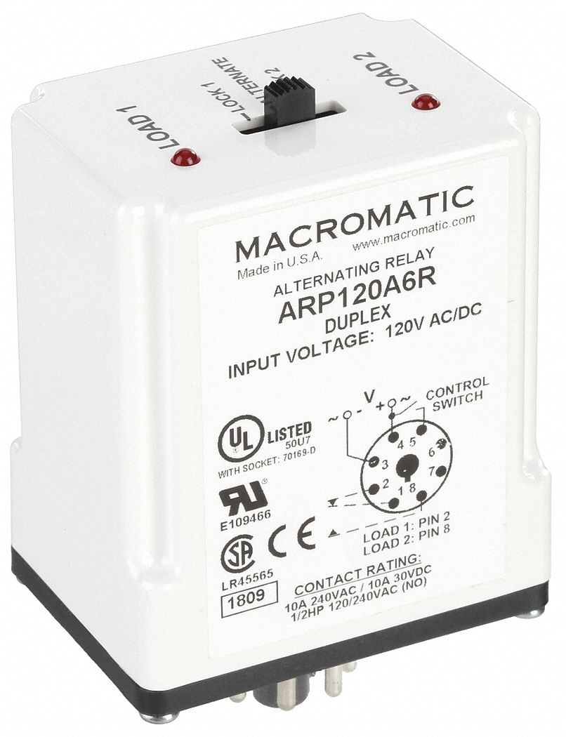MACROMATIC, Socket Mount, 120V AC, Alternating Relay - 6MPP1|ARP120A6R - Grainger