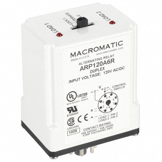 MACROMATIC, Socket Mount, 120V AC, Alternating Relay - 6MPP1|ARP120A6R ...