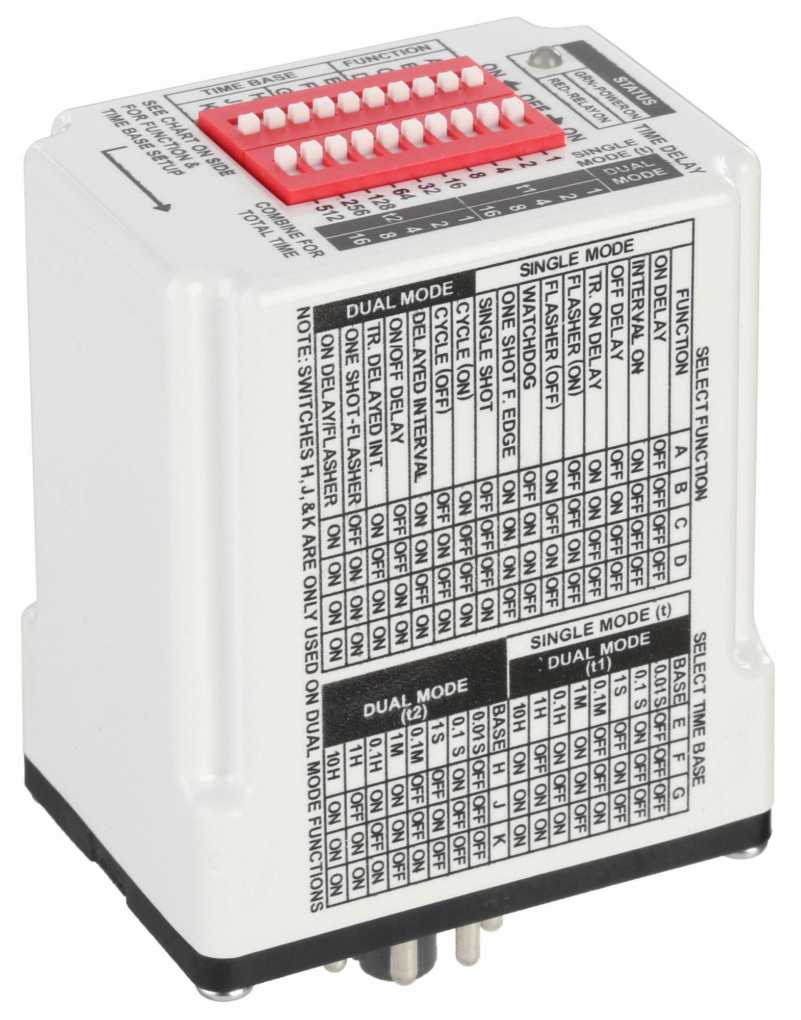 MACROMATIC Multi-Function Time Delay Relay: 8 Pins - Relay, Dip Switch ...