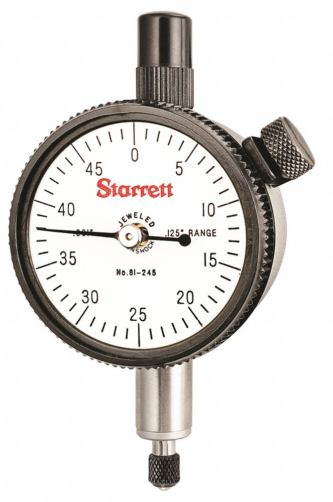 STARRETT Dial Indicator - Lug Back: 0 in to 0.125 in Range, Continuous Reading, 0-50 Dial ...