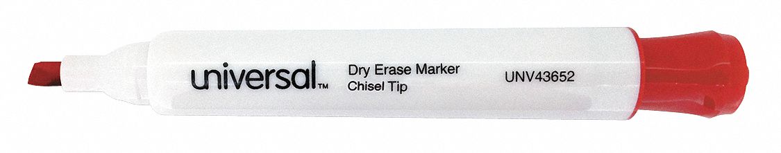UNIVERSAL, Red, Chisel, Dry Erase Markers - 6NDZ9|UNV43652 - Grainger