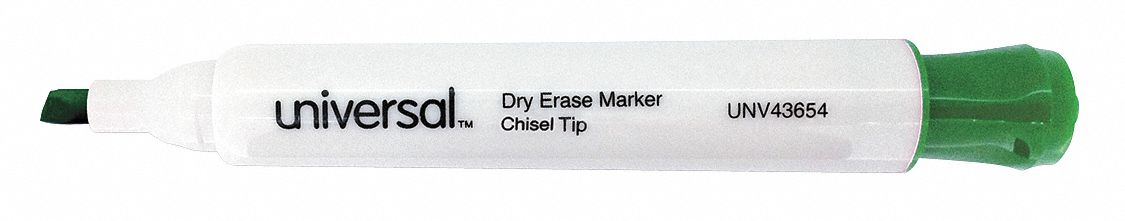 UNIVERSAL, Green, Chisel, Dry Erase Markers - 6NEA0|UNV43654 - Grainger