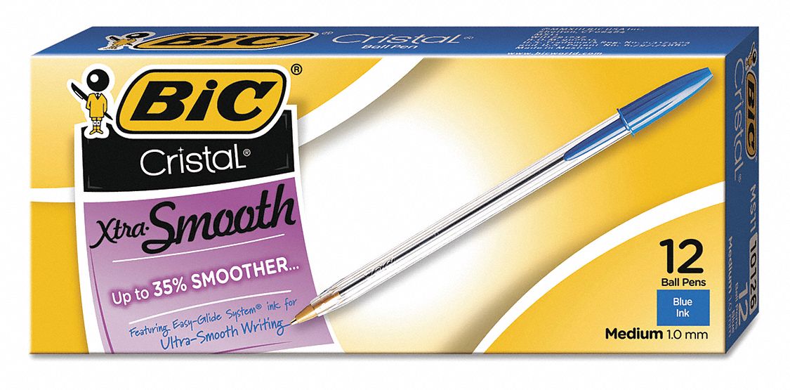 BIC, Cristal® Xtra Smooth, Blue, Ballpoint Pen - 6NEF1|BICMS11BE - Grainger