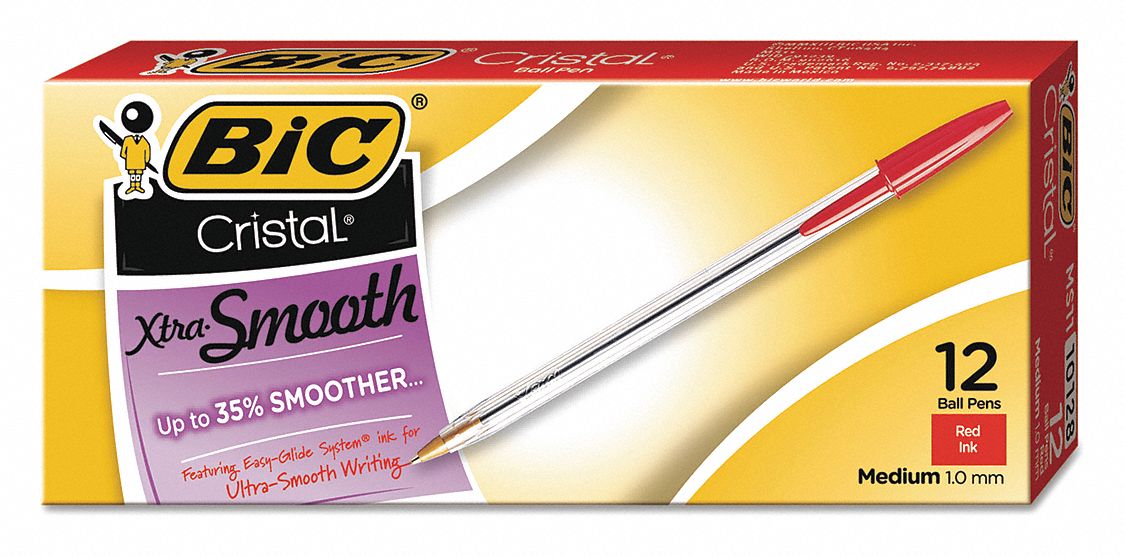 BIC, Cristal® Xtra Smooth, Red, Ballpoint Pen - 6NEF2|BICMS11RD - Grainger