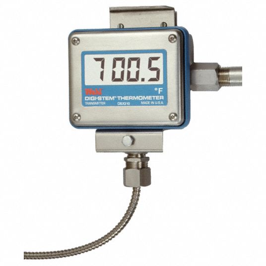 Digital Process Thermometer, Type K Thermocouple Sensor Type, 200° to ...