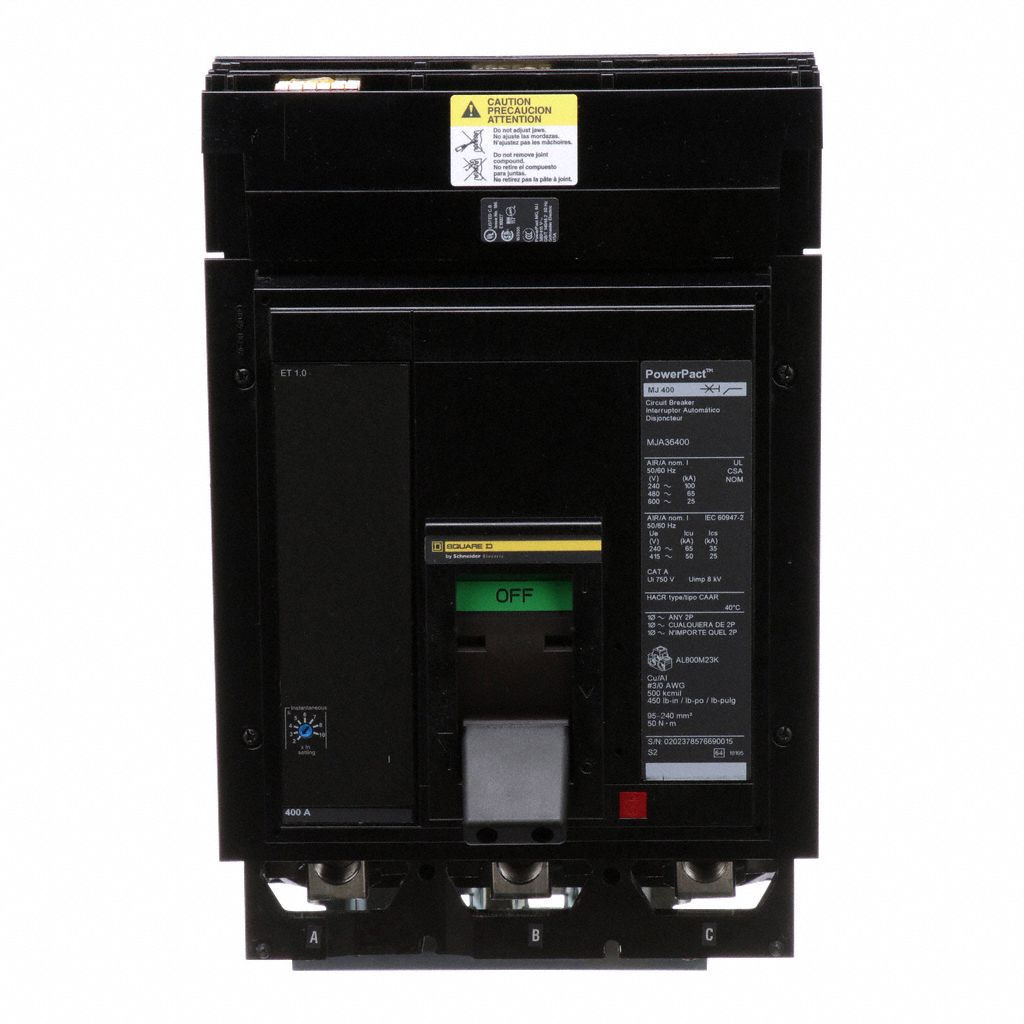 SQUARE D Disyuntor, 400 Amperes, Número de Polos: 3, Serie MJ, 600VCA ...