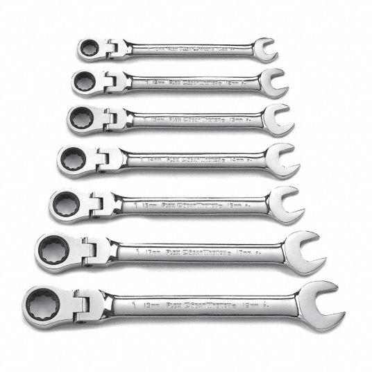 Ratcheting Wrench Set, Alloy Steel, Polished - Grainger