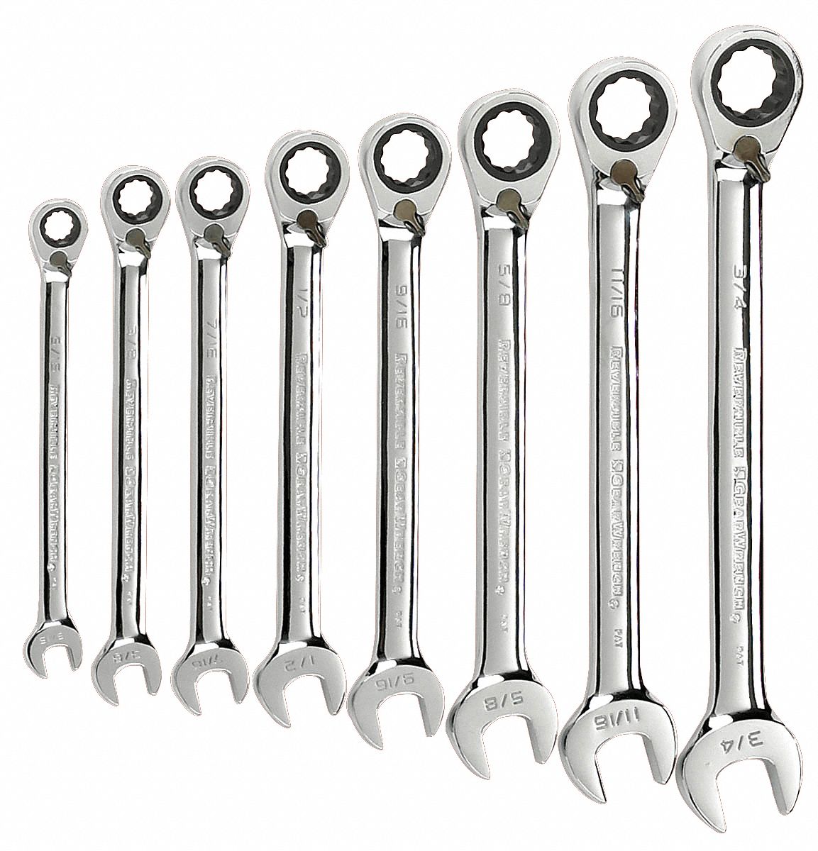 Reversible Wrench Set, Alloy Steel, Polished - Grainger