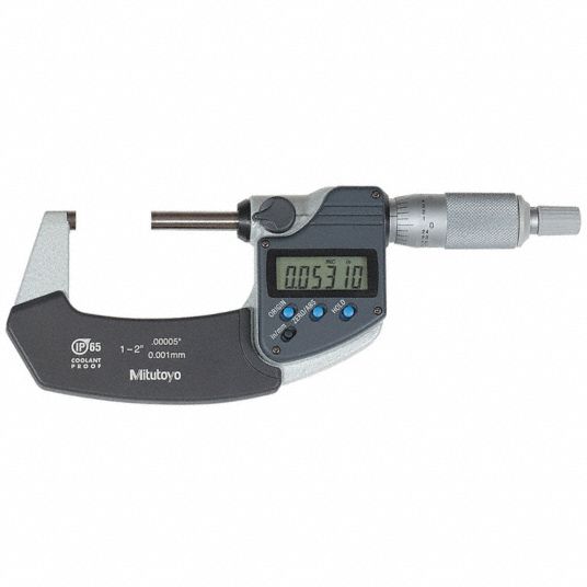 MITUTOYO IP65 Digital Outside Micrometer, Range 1 in to 2 in, 25.4 to ...