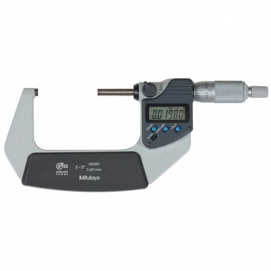 MITUTOYO IP65 Digital Outside Micrometer, Range 2 in to 3 in, 50.8 mm ...