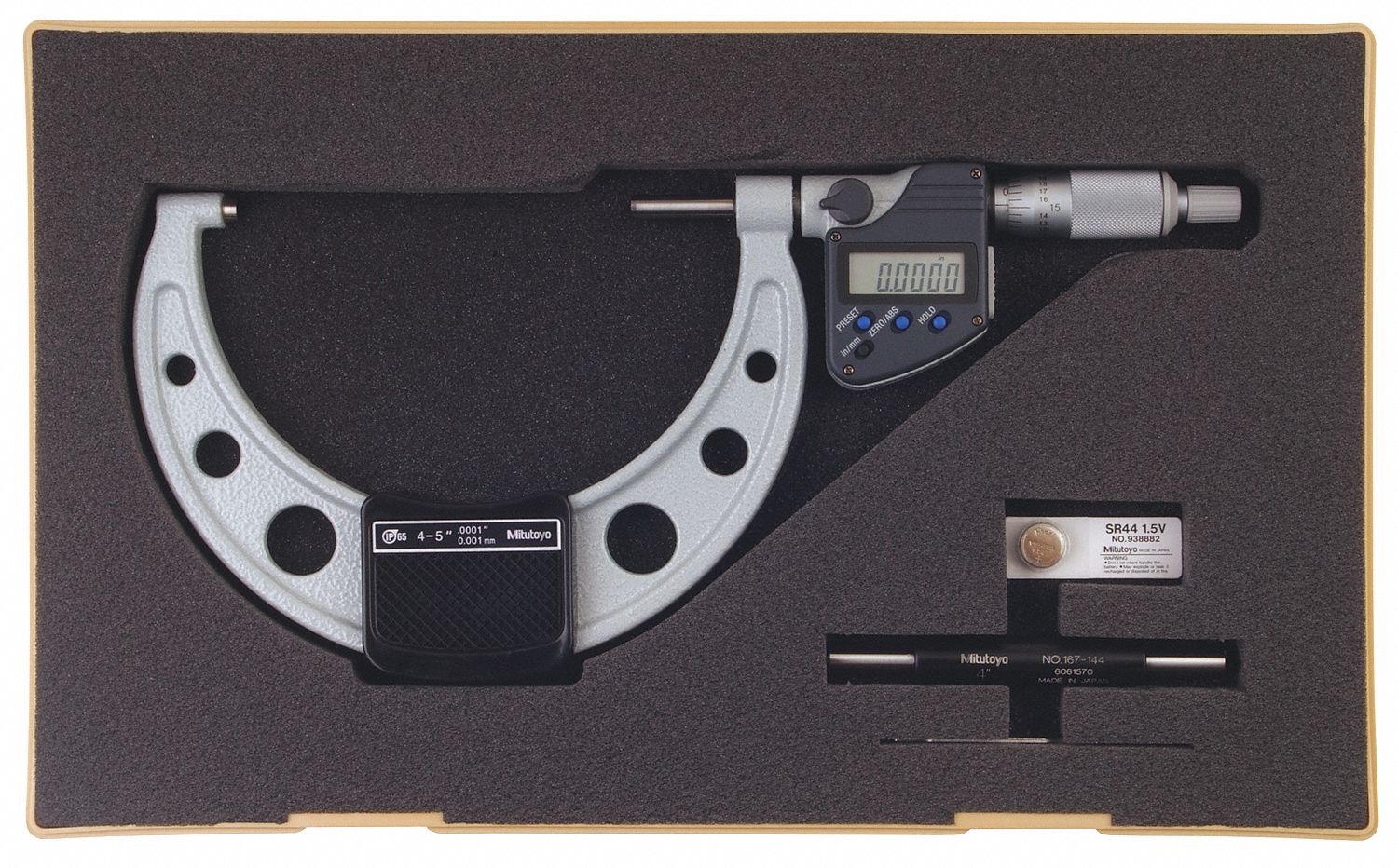 MITUTOYO IP65 Digital Outside Micrometer: 101.6 to 127 mm/4 in to 5 in ...
