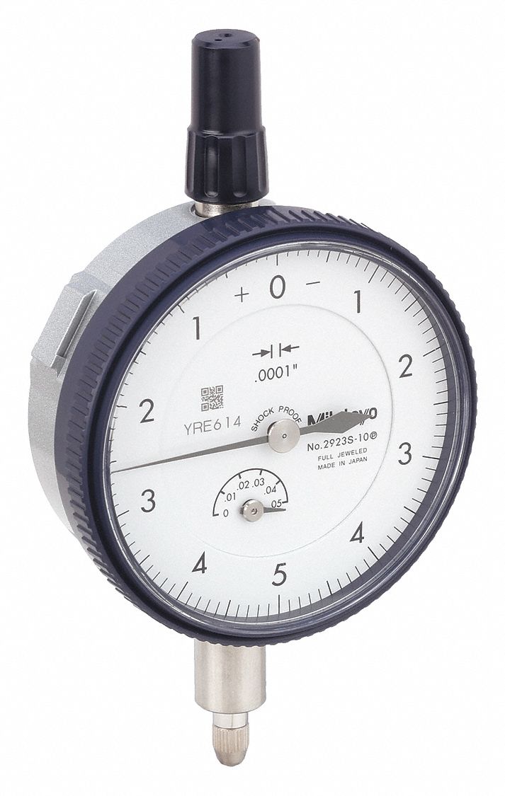 MITUTOYO DIAL INDICATOR, LUG BACK, 0 IN TO 0.05 IN RANGE, BALANCED READING, 0-5-0 DIAL READING ...