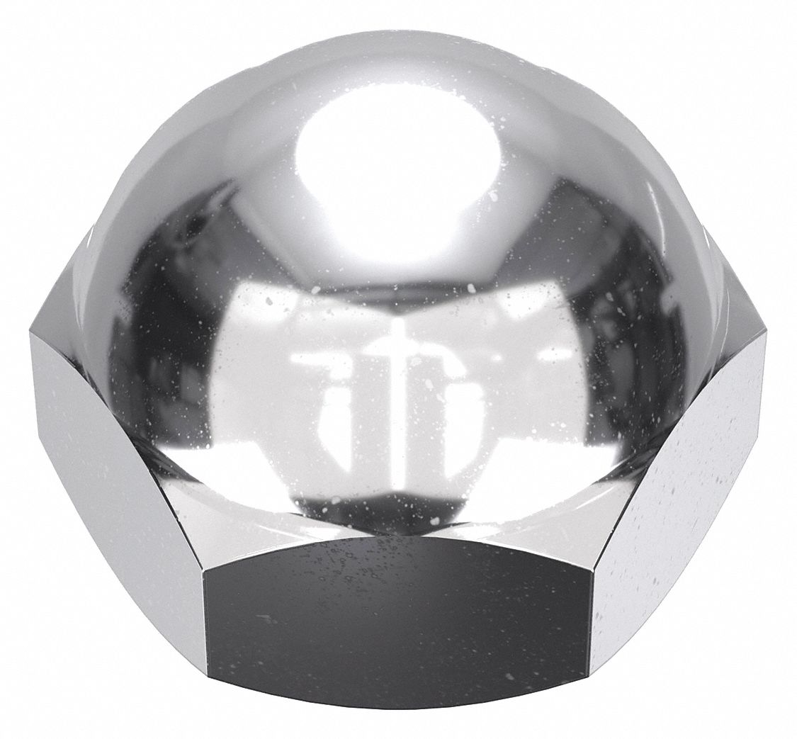 3/8"-16 Thread, Chrome-Plated, Cap Nut - 6NU93|CPB077 - Grainger