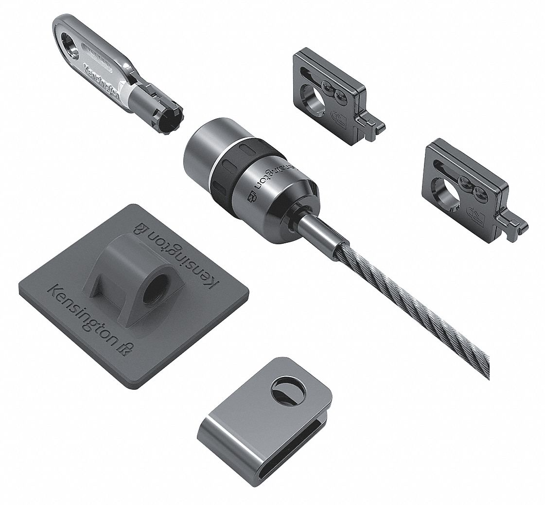 KENSINGTON Cable Lock: Keyed Different, 8 ft Cable Lg, 1/5 in Cable Dia ...