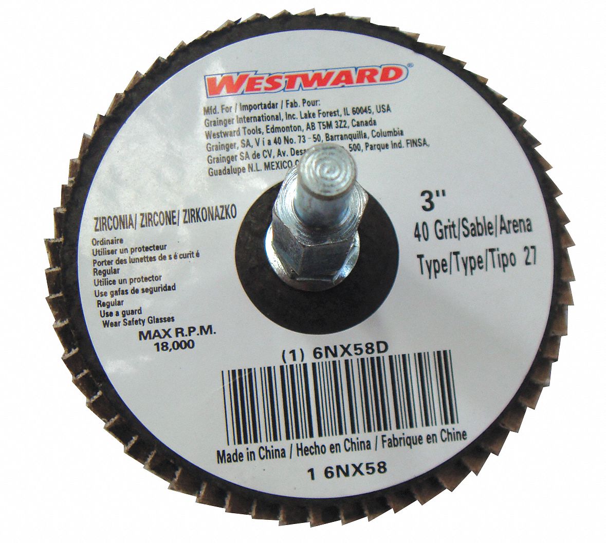 Arbor Mount Flap Disc,3in,40,Coarse - Grainger