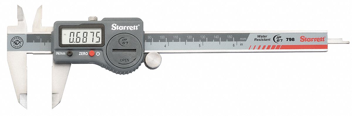 STARRETT 4-Way Digital Caliper: 0 in to 6 in/0 to 150 mm Range, IP67, ± ...